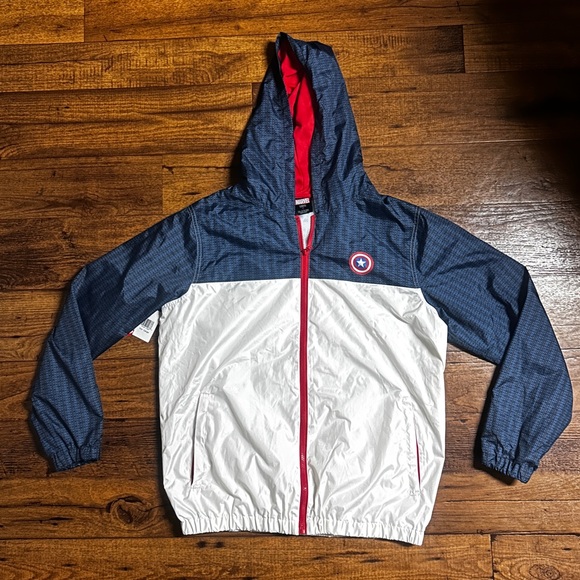 Marvel | Jackets & Coats | Marvel Captain America Shield Windbreaker ...